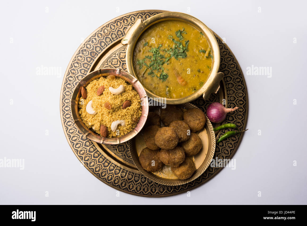 Traditional Rajasthani Food Daal Baati churma. Indian Food Stock Photo ...