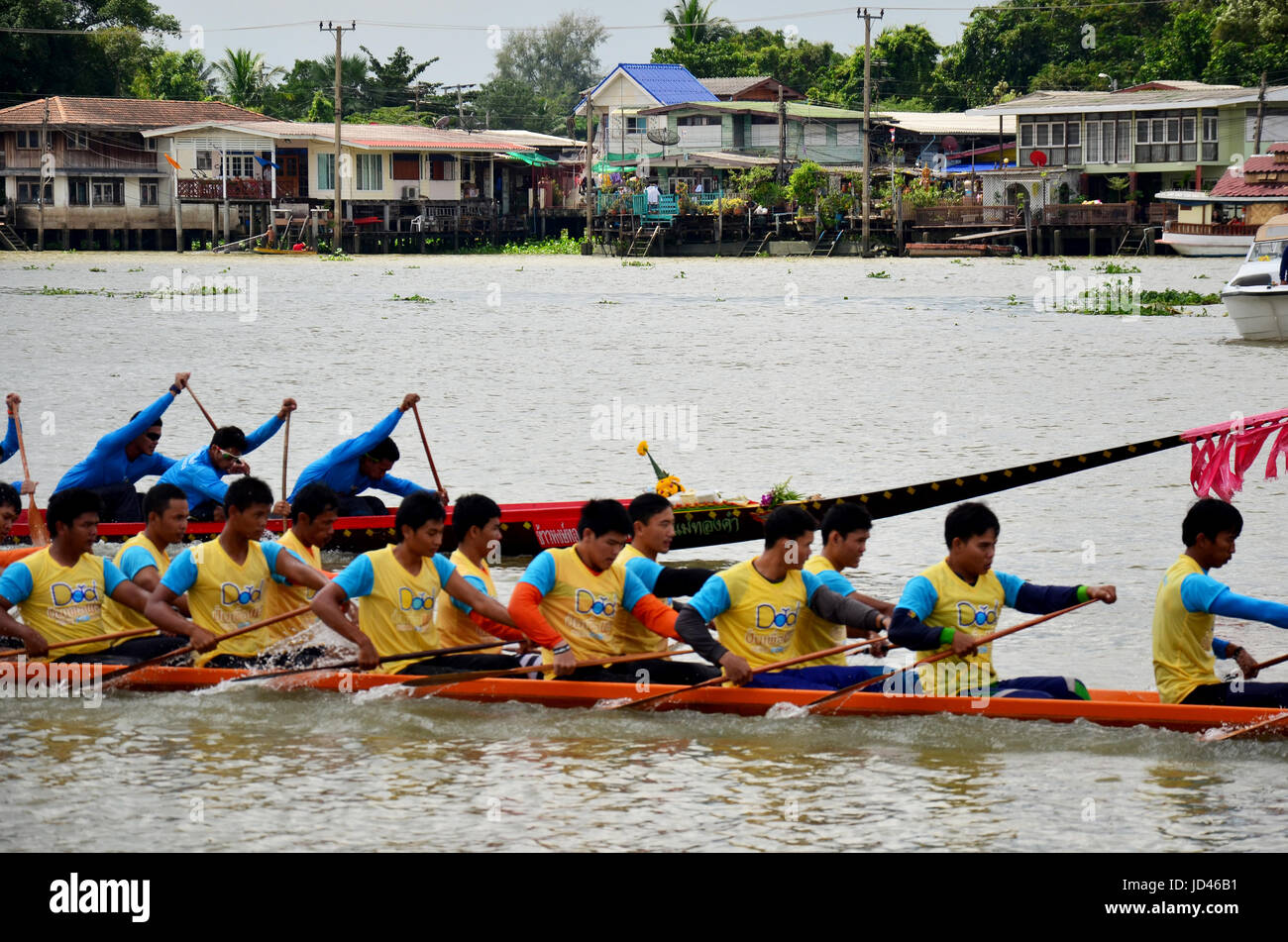 Thai people join match and competition in thailand traditional long ...