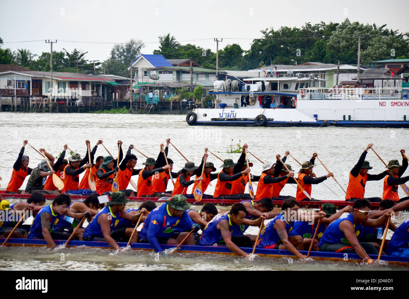Thai people join match and competition in thailand traditional long ...
