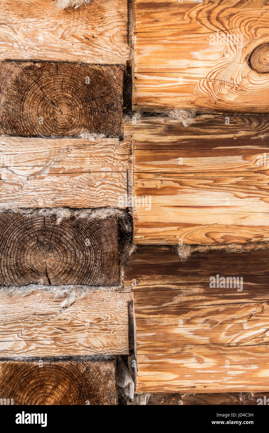Part of the old log building construction closeup Stock Photo - Alamy
