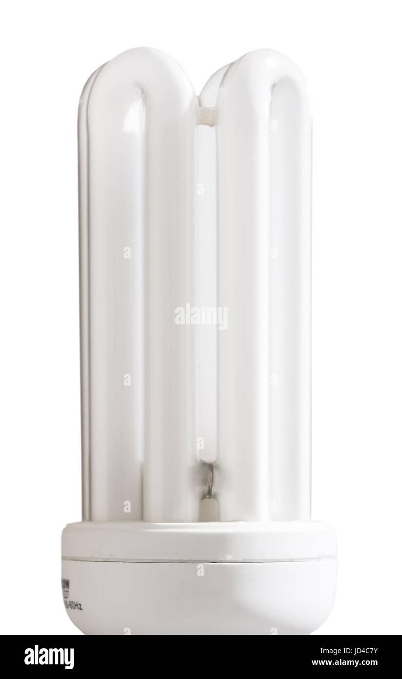 Energy saving lamp closeup on a white background Stock Photo - Alamy
