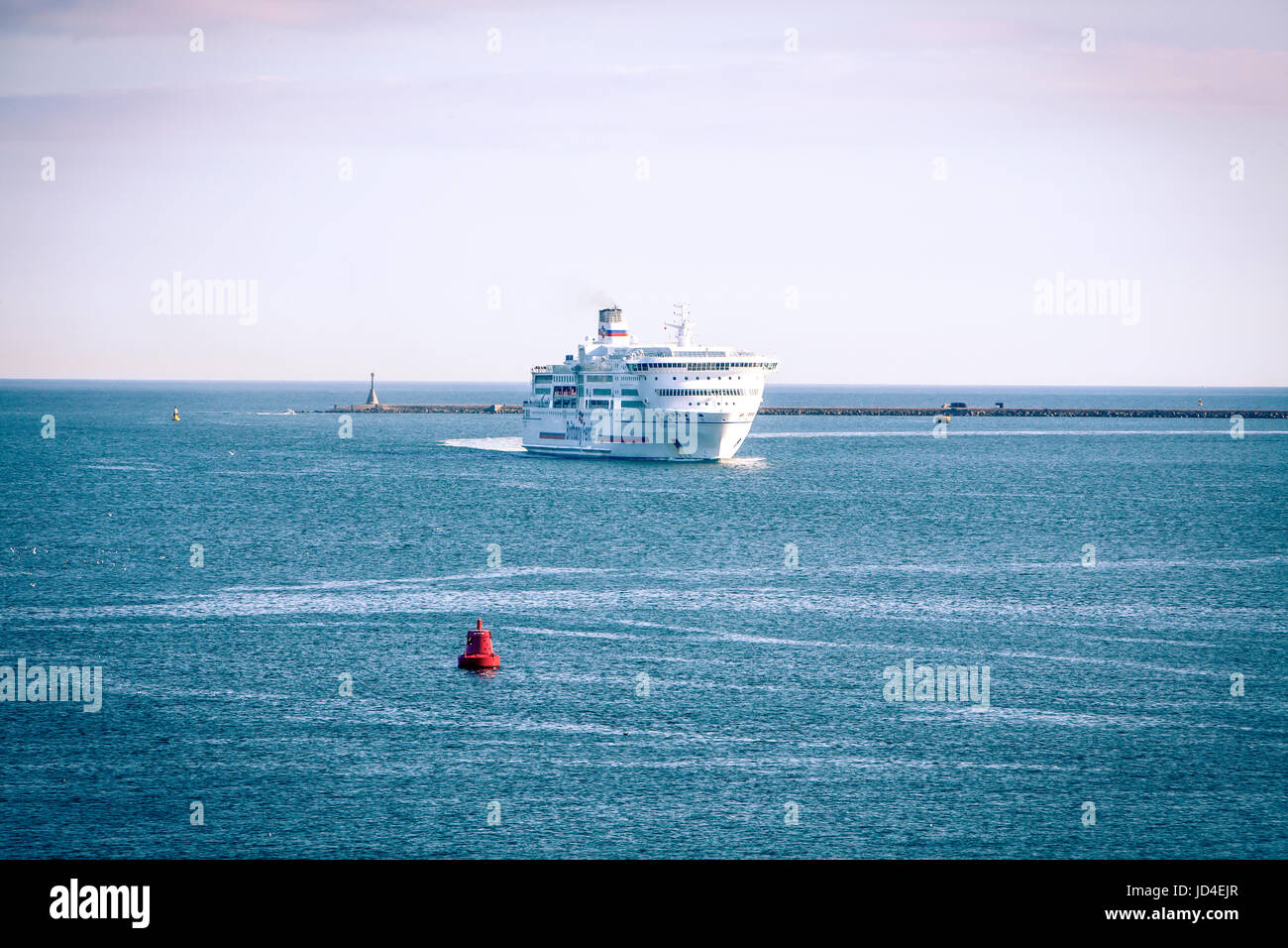 large Brittany Ferries ferry Pont Aven sailing into port, Plymouth ...