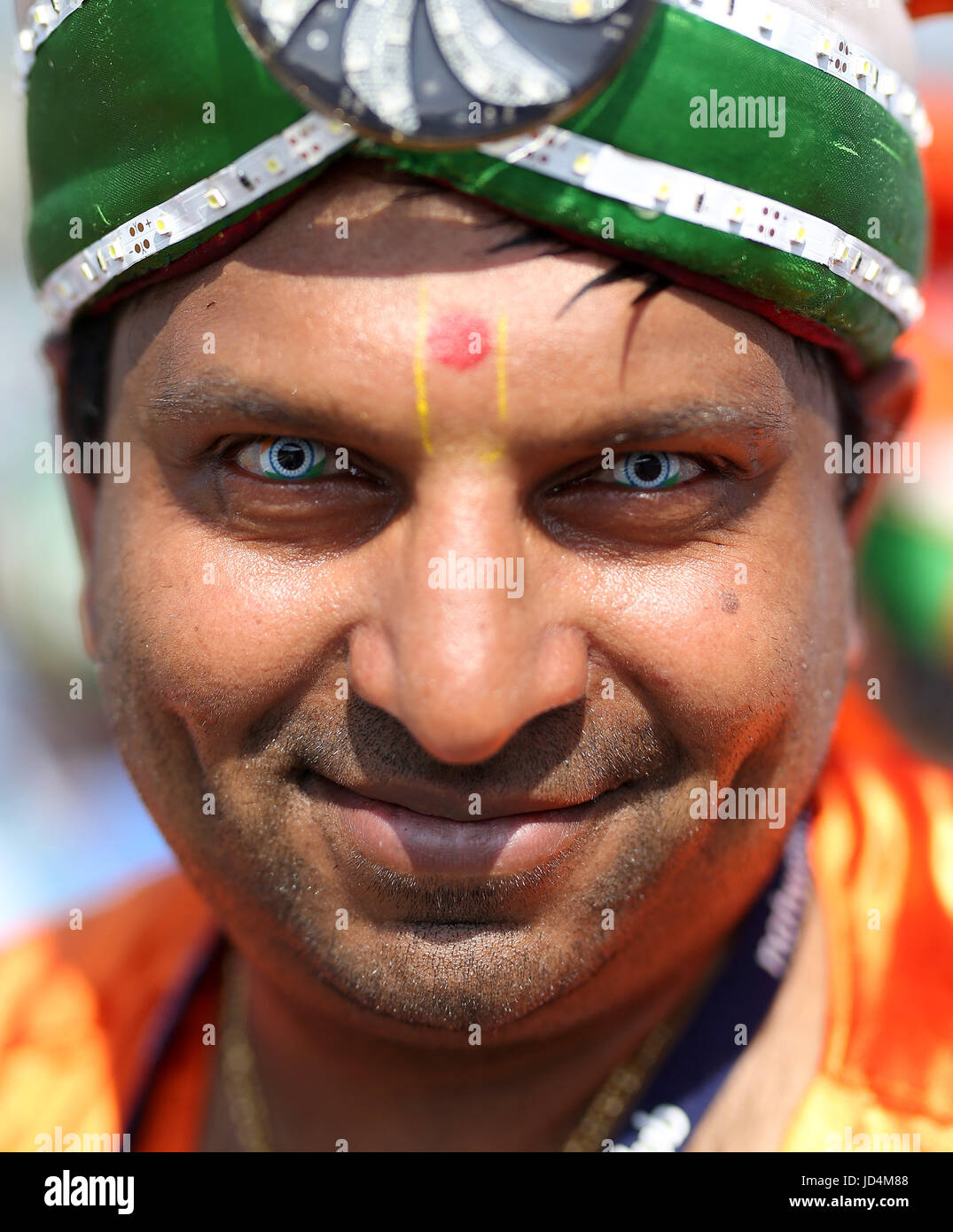 An India fan in the stands during the ICC Champions Trophy final at The ...
