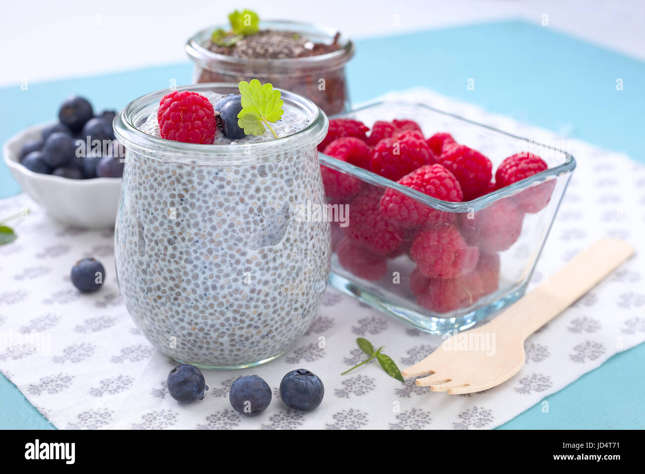 Chia seed pudding with berries Stock Photo - Alamy