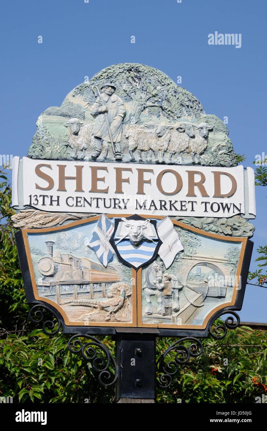 Village sign, Shefford, Bedfordshire Stock Photo - Alamy