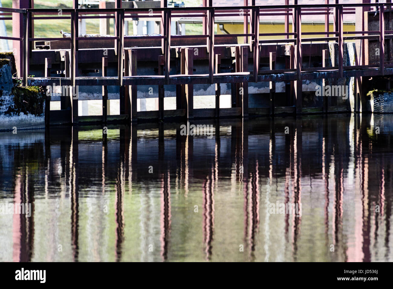 River gateway in countryside with reflections in water Stock Photo - Alamy
