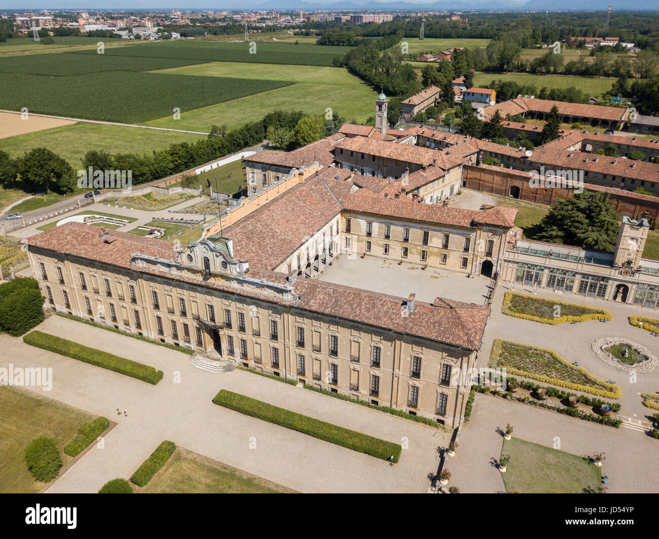 Villa Arconati, Castellazzo, Bollate, Milan, Italy. Aerial view of ...