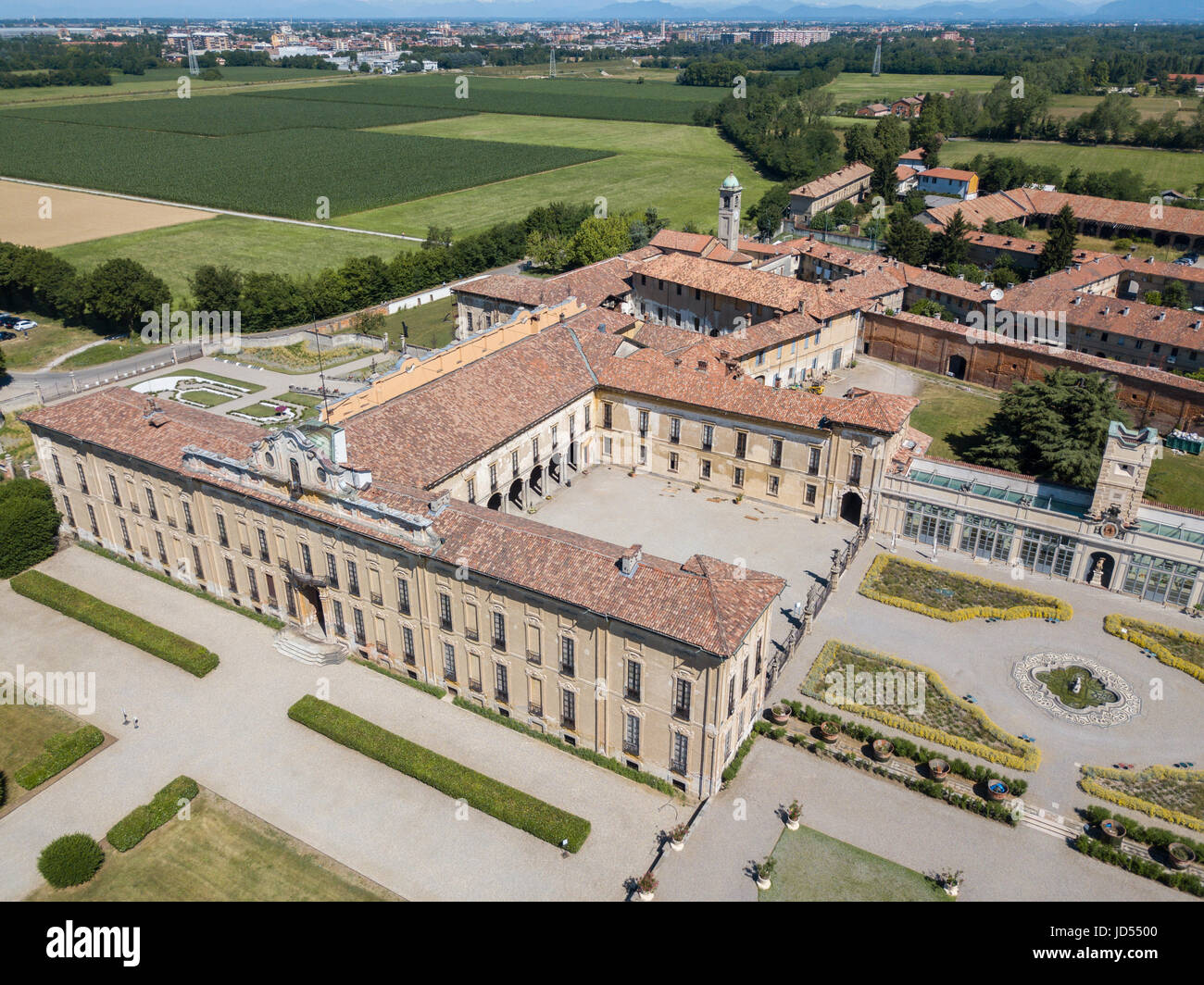Villa Arconati, Castellazzo, Bollate, Milan, Italy. Aerial view of ...