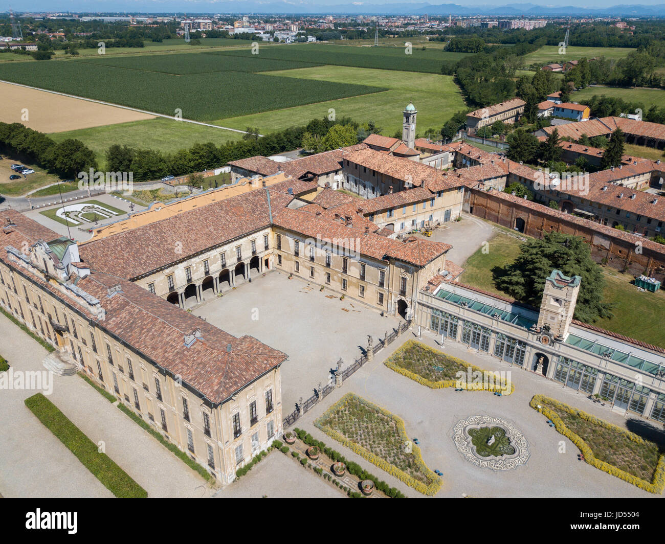 Villa Arconati, Castellazzo, Bollate, Milan, Italy. Aerial view of ...