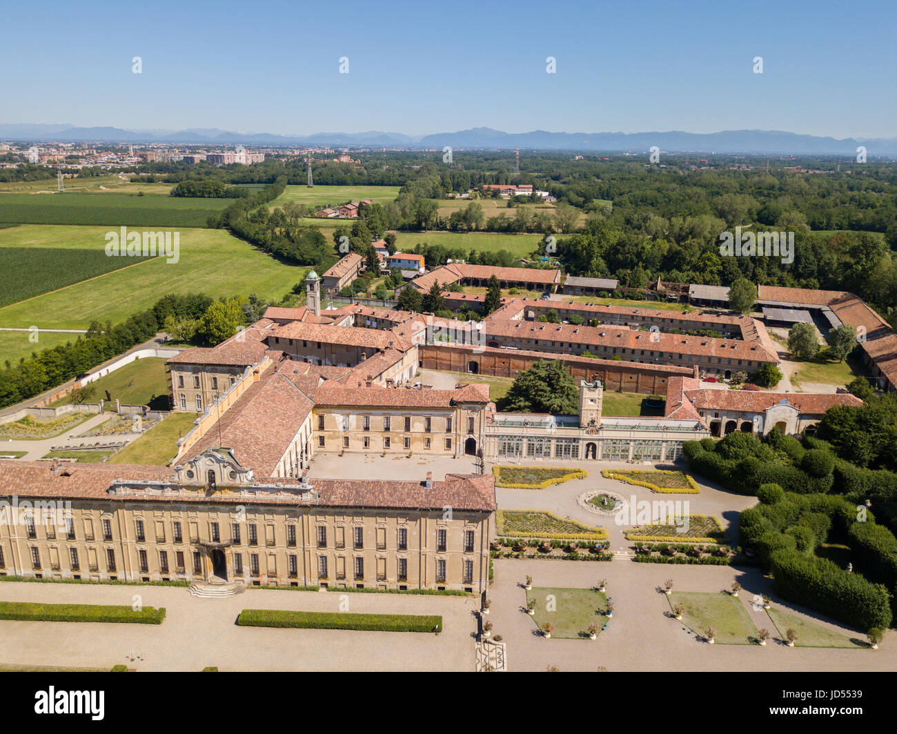 Villa Arconati, Castellazzo, Bollate, Milan, Italy. Aerial view of ...