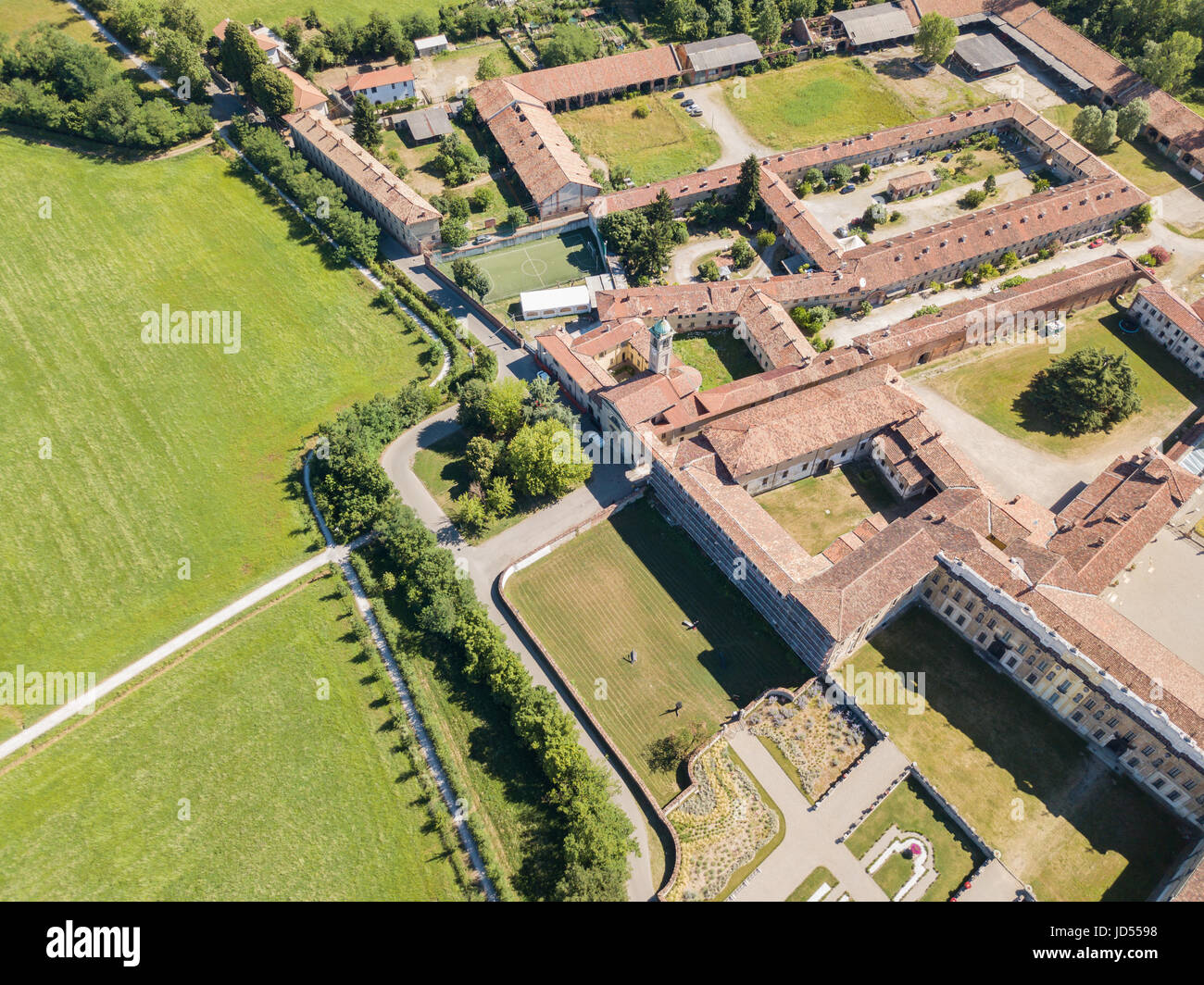 Villa Arconati, Castellazzo, Bollate, Milan, Italy. Aerial view of ...