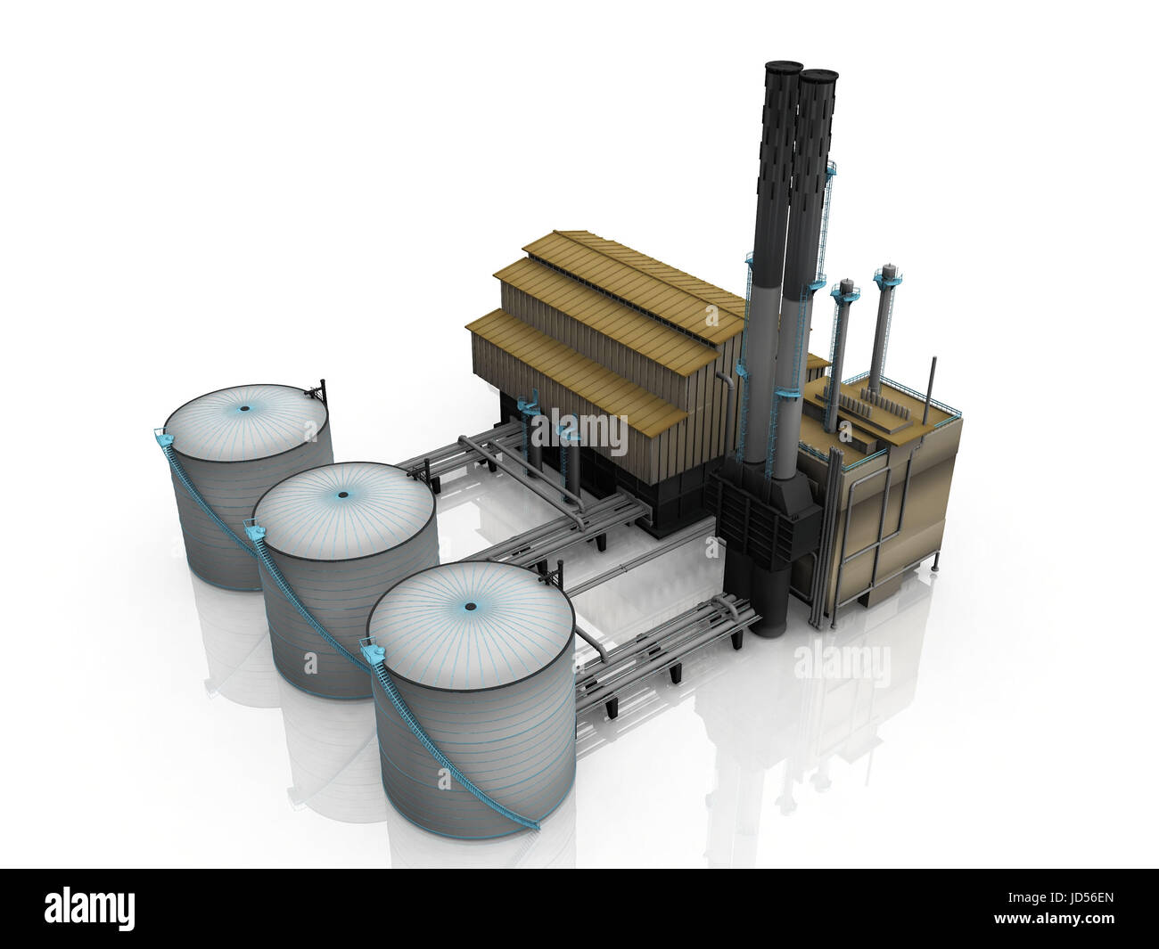 Oil factory on white background Stock Photo - Alamy