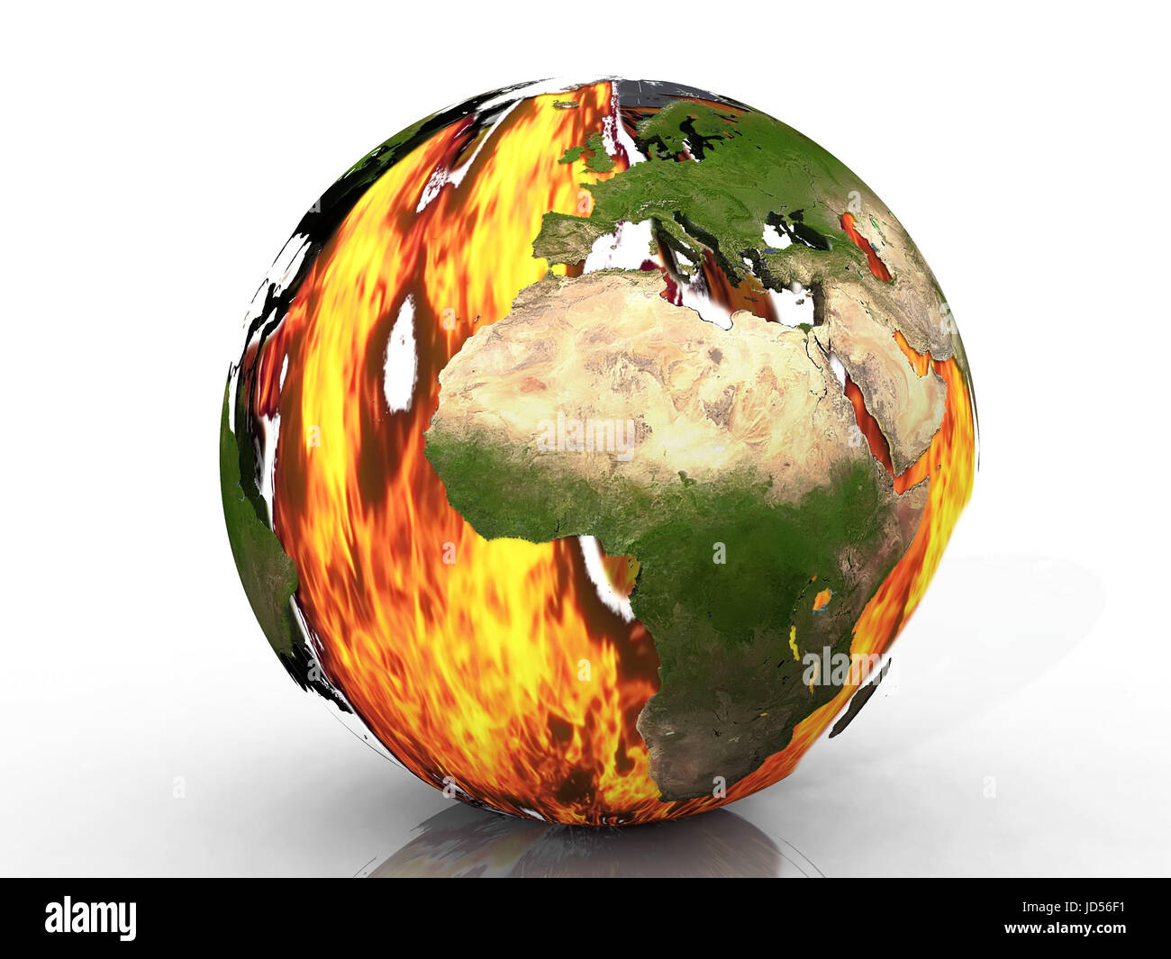 Earth map and hell fire Stock Photo - Alamy