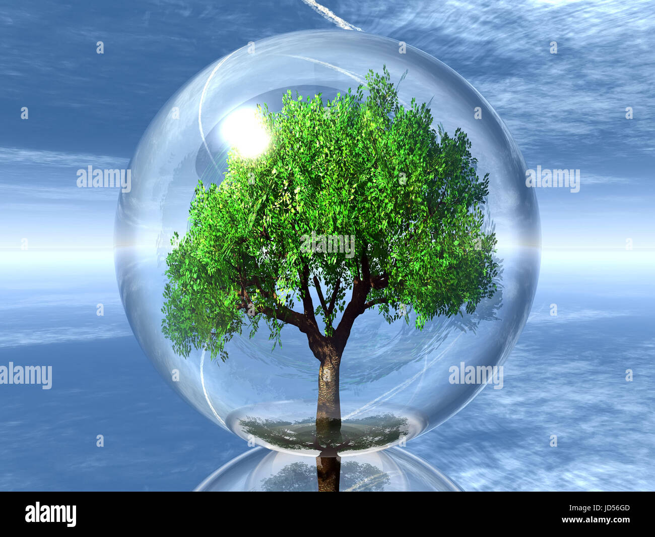 a green tree in a transparent bubble Stock Photo - Alamy