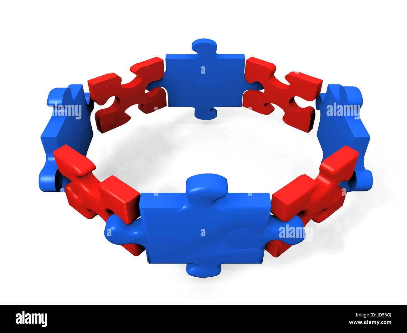 puzzles red and blue round Stock Photo - Alamy
