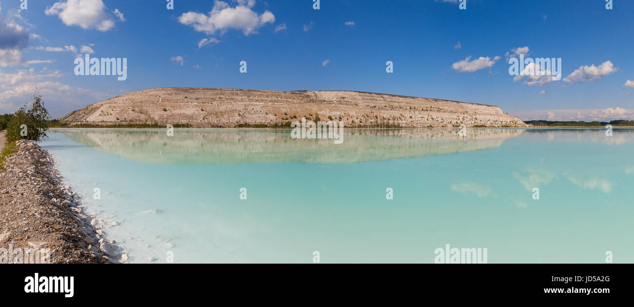 Amazing color of artificial lake and ash dunes of power plant waste ...