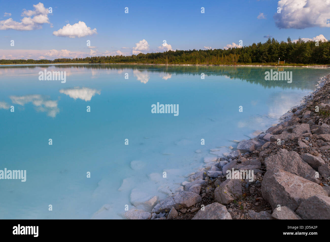 Amazing color of artificial lake and ash dunes of power plant waste ...