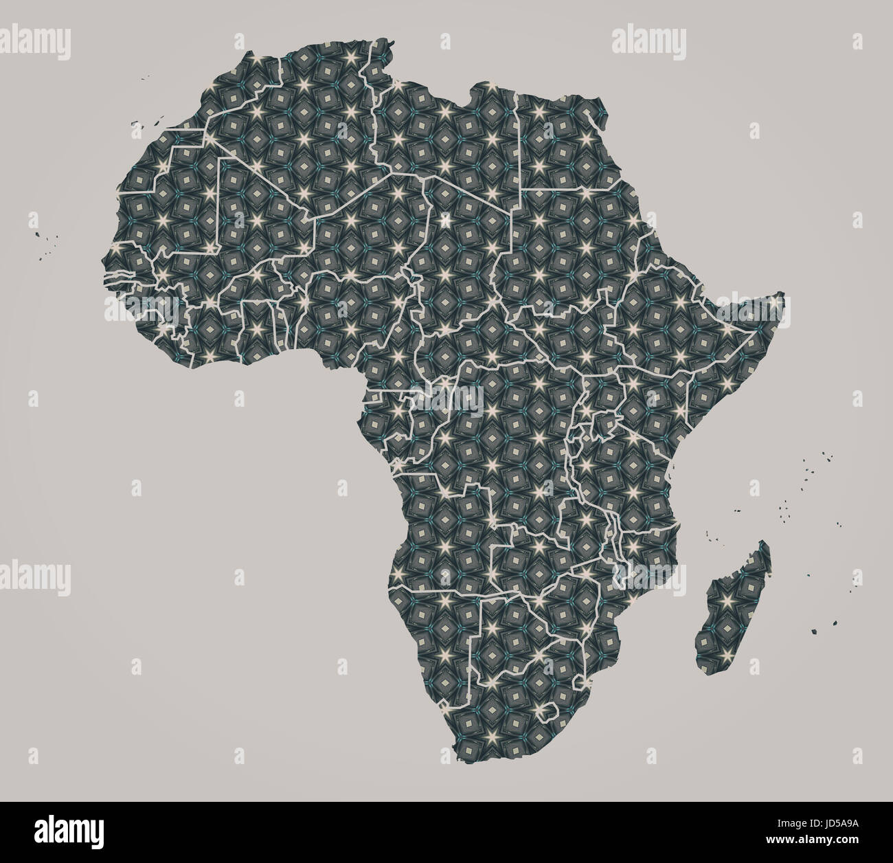 Africa continent map with stars and ornaments including country borders ...