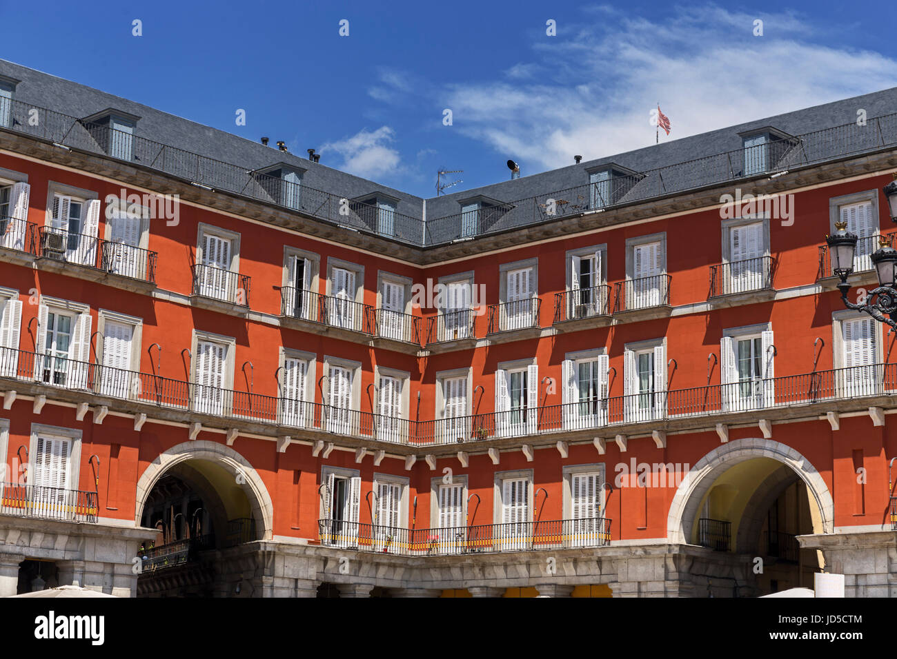 Windows at Plaza Mayor, Main Square in Madrid, Spain Stock Photo - Alamy