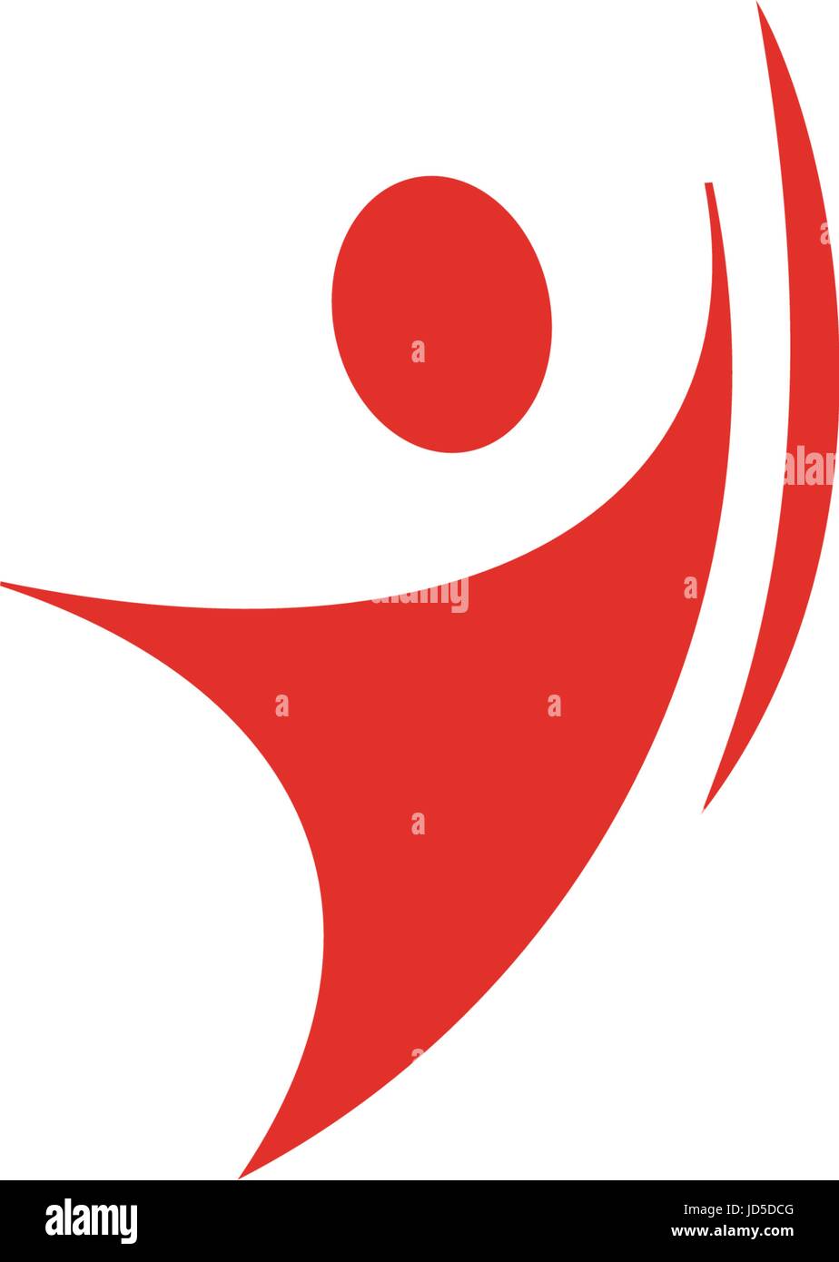 Isolated abstract red color human body in motion silhouette logo on ...