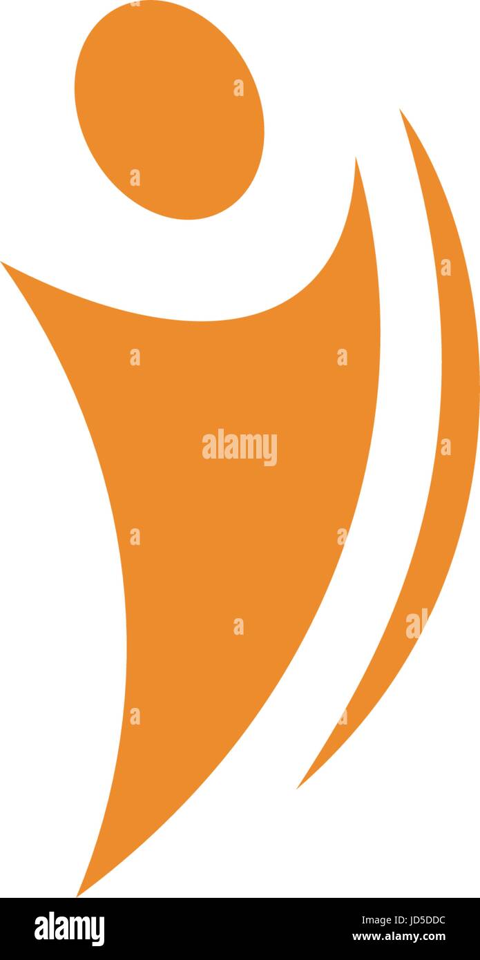 Isolated abstract orange color human body in motion silhouette logo on ...