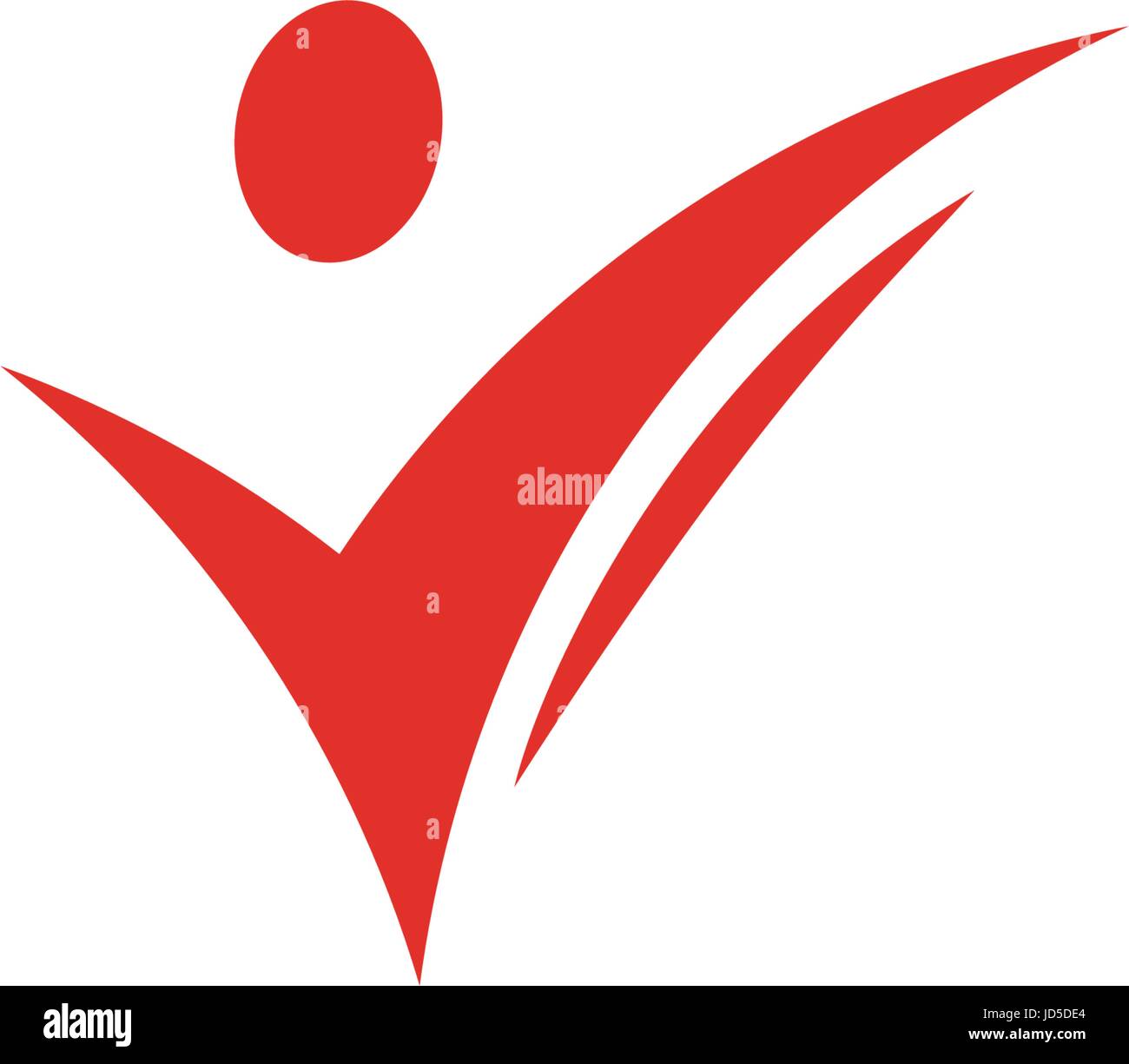 Isolated abstract red color human body in motion silhouette logo on ...