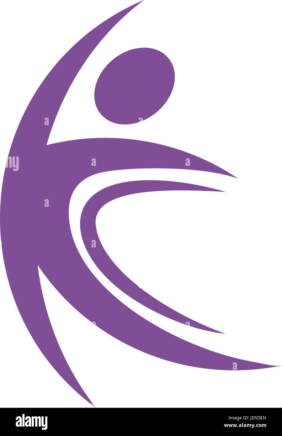 Isolated abstract purple color human body in motion silhouette logo on ...