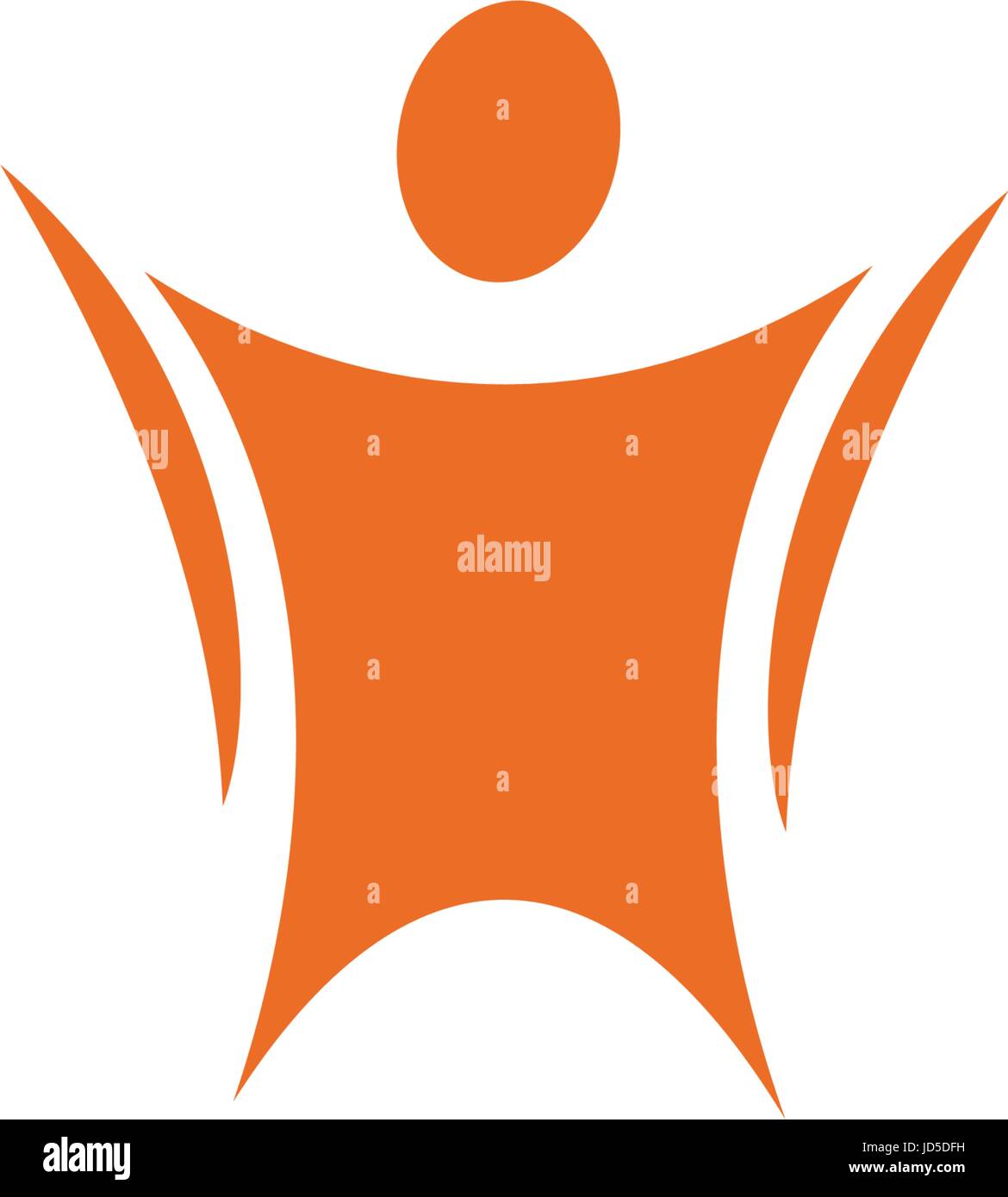 Isolated abstract orange color human body in motion silhouette logo on ...