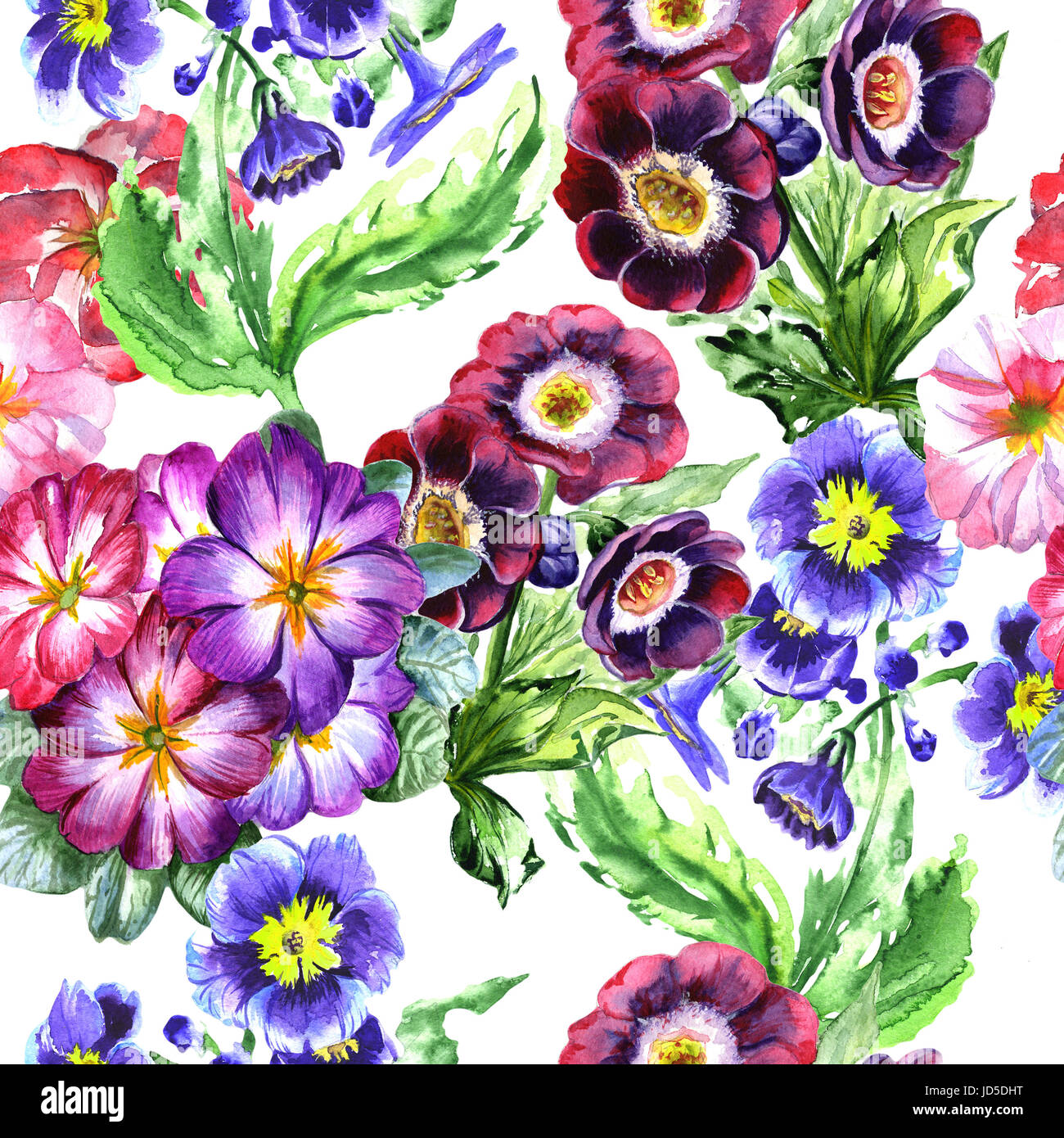 Wildflower viola flower pattern in a watercolor style isolated. Full ...
