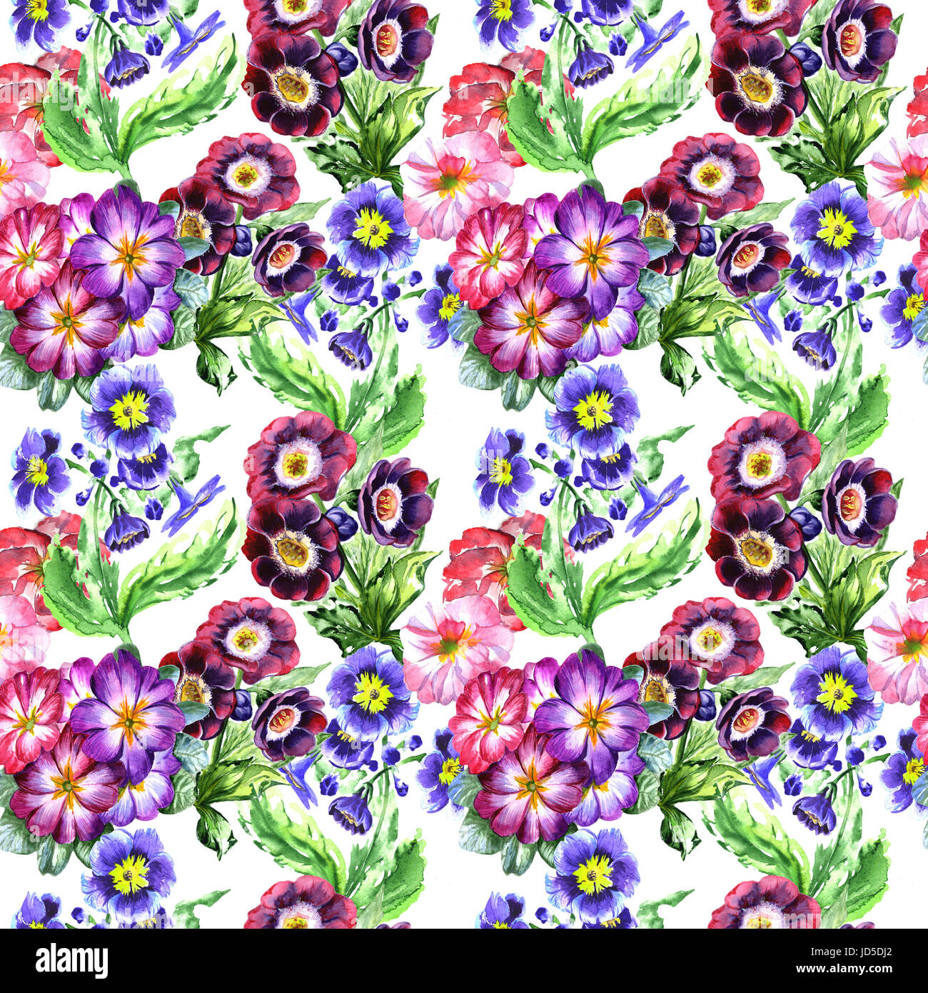Wildflower viola flower pattern in a watercolor style isolated. Full ...
