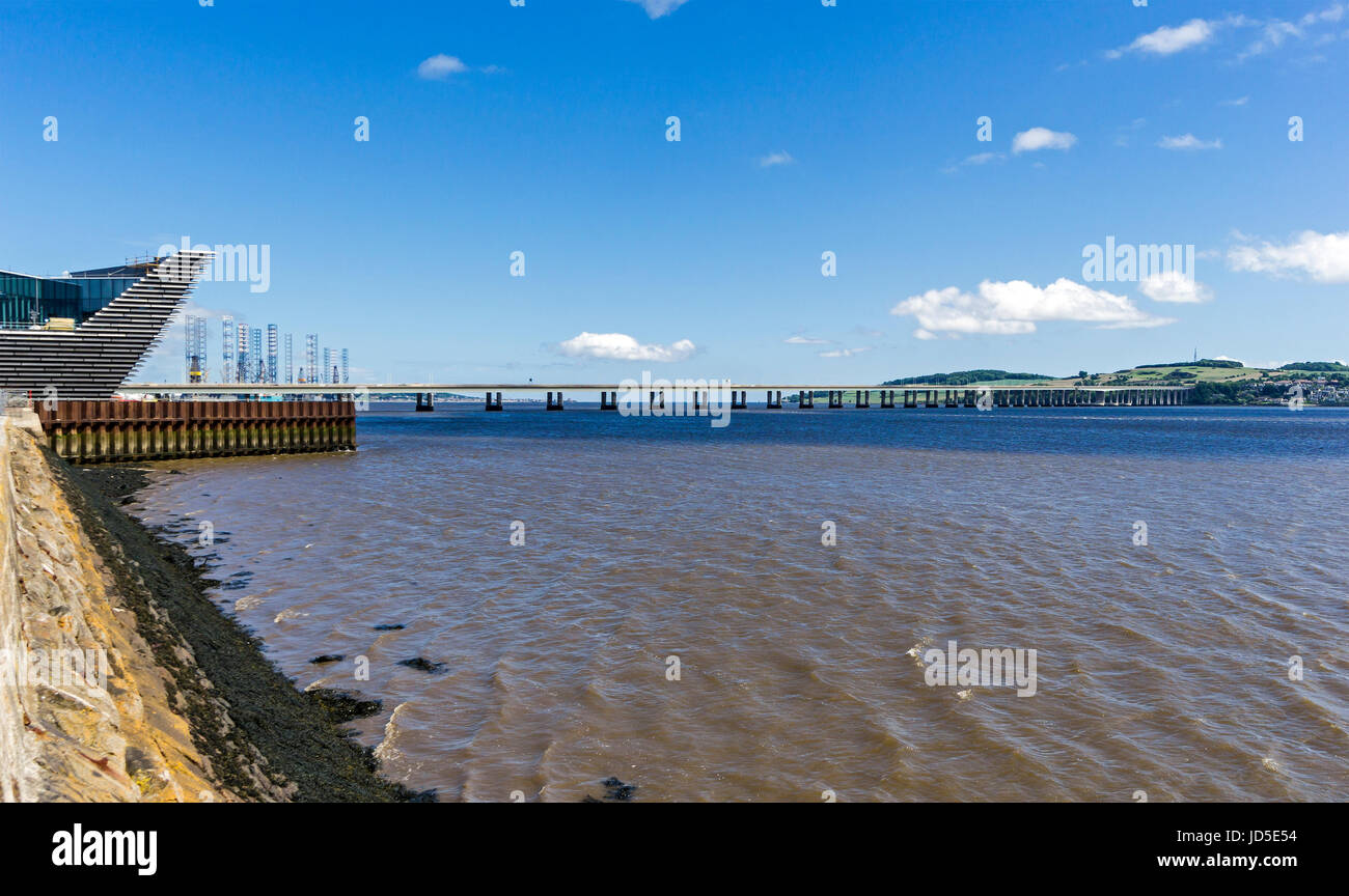 View to the Tay Bridge crossing the Firth of Tay with the V&A design ...