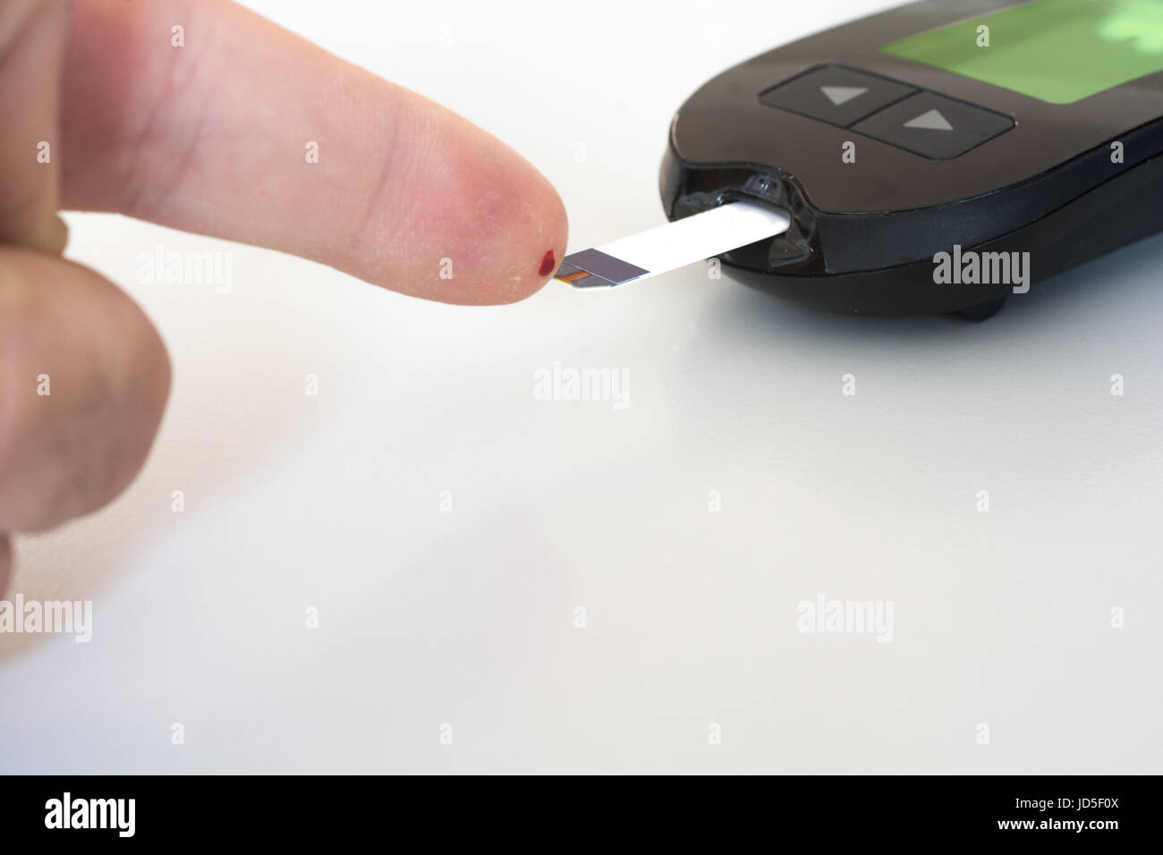 control of hyperglycemia using glucometer Stock Photo - Alamy