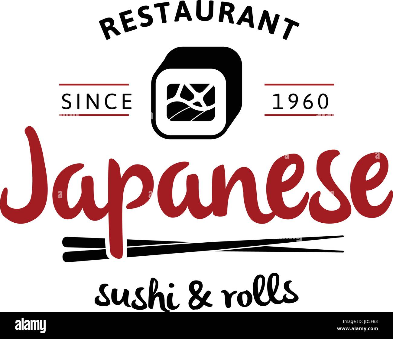 Vector logo and emblem for restaurants of Japanese food in a retro ...