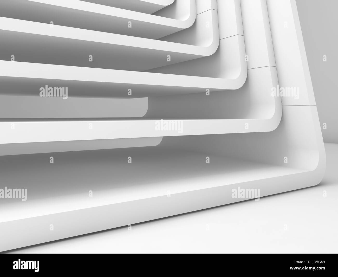 White abstract modern architecture background, curved frames structure ...