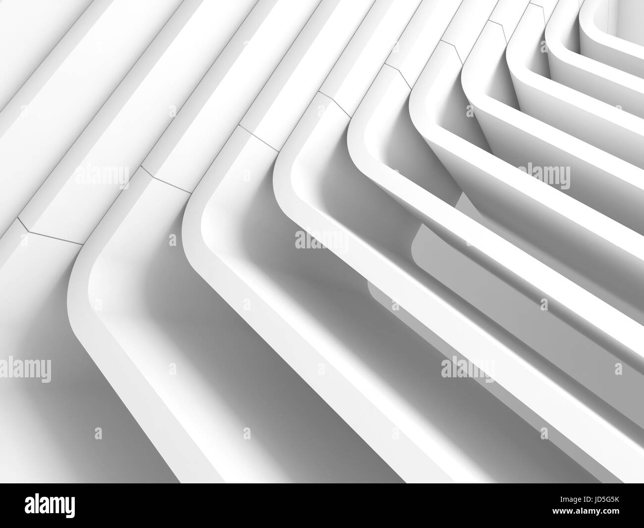 White abstract modern architecture background, curved frames structure ...