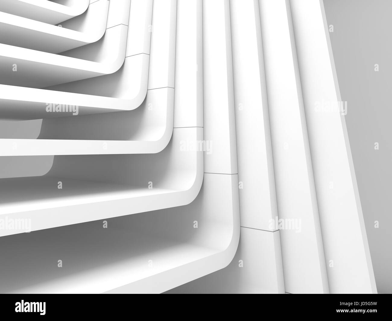 White abstract architecture background, curved stairs structure. 3d ...