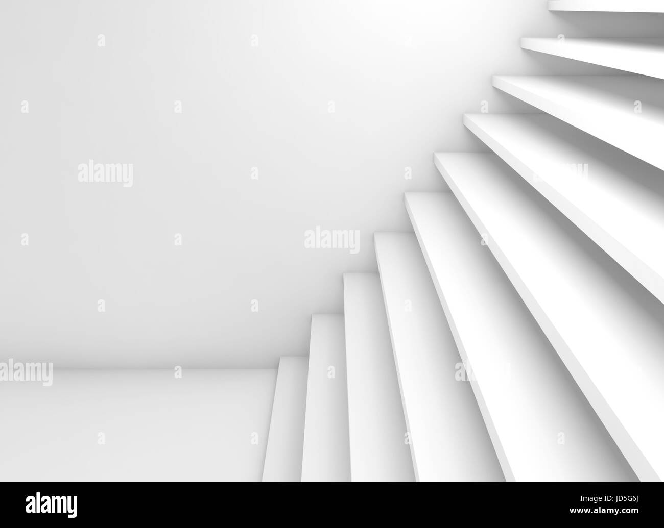 Abstract computer graphic background, empty white stairs goes up, 3d ...