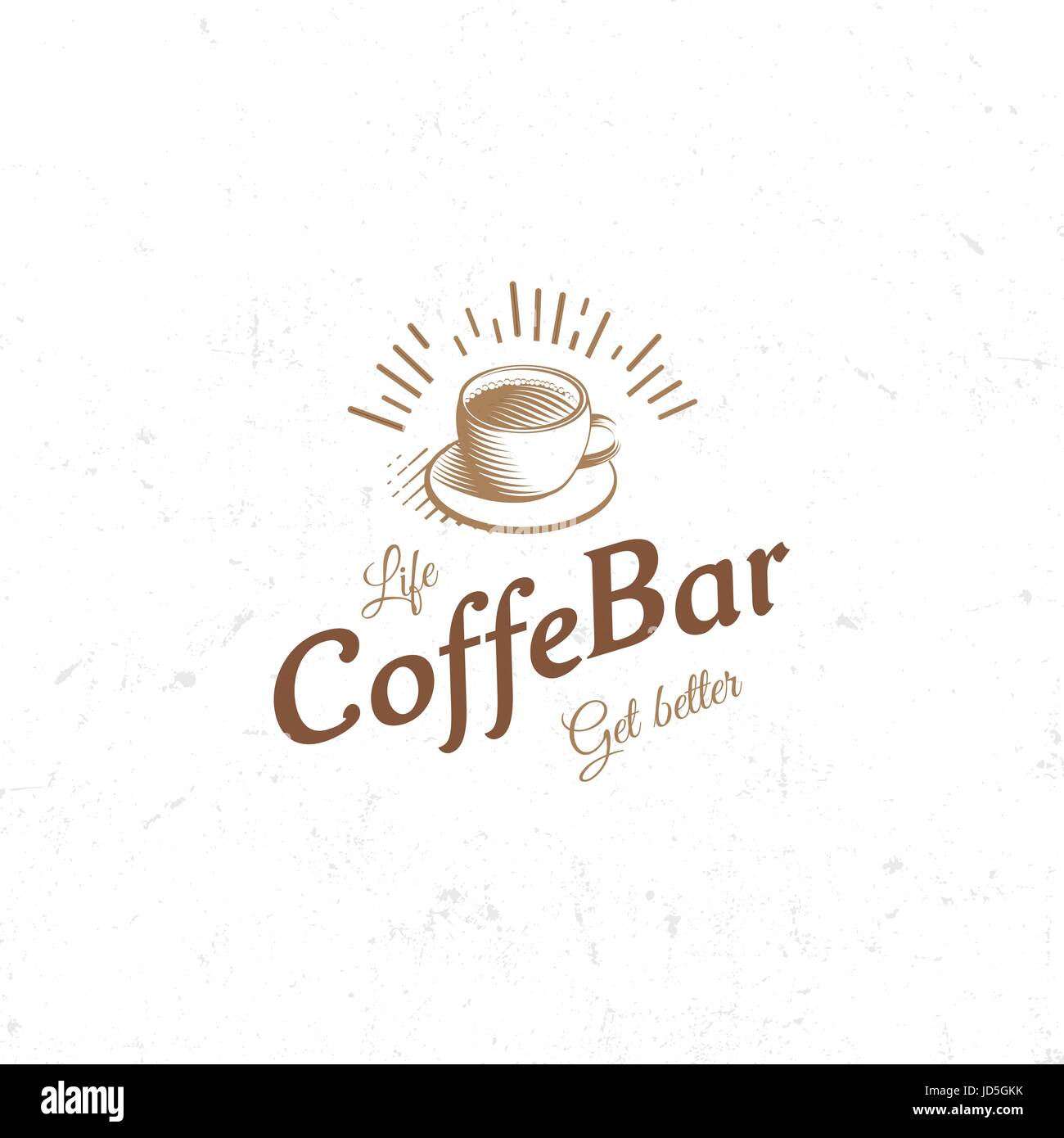 Vintage dark coffee emblem, flat retro illustration. Brown and beige ...