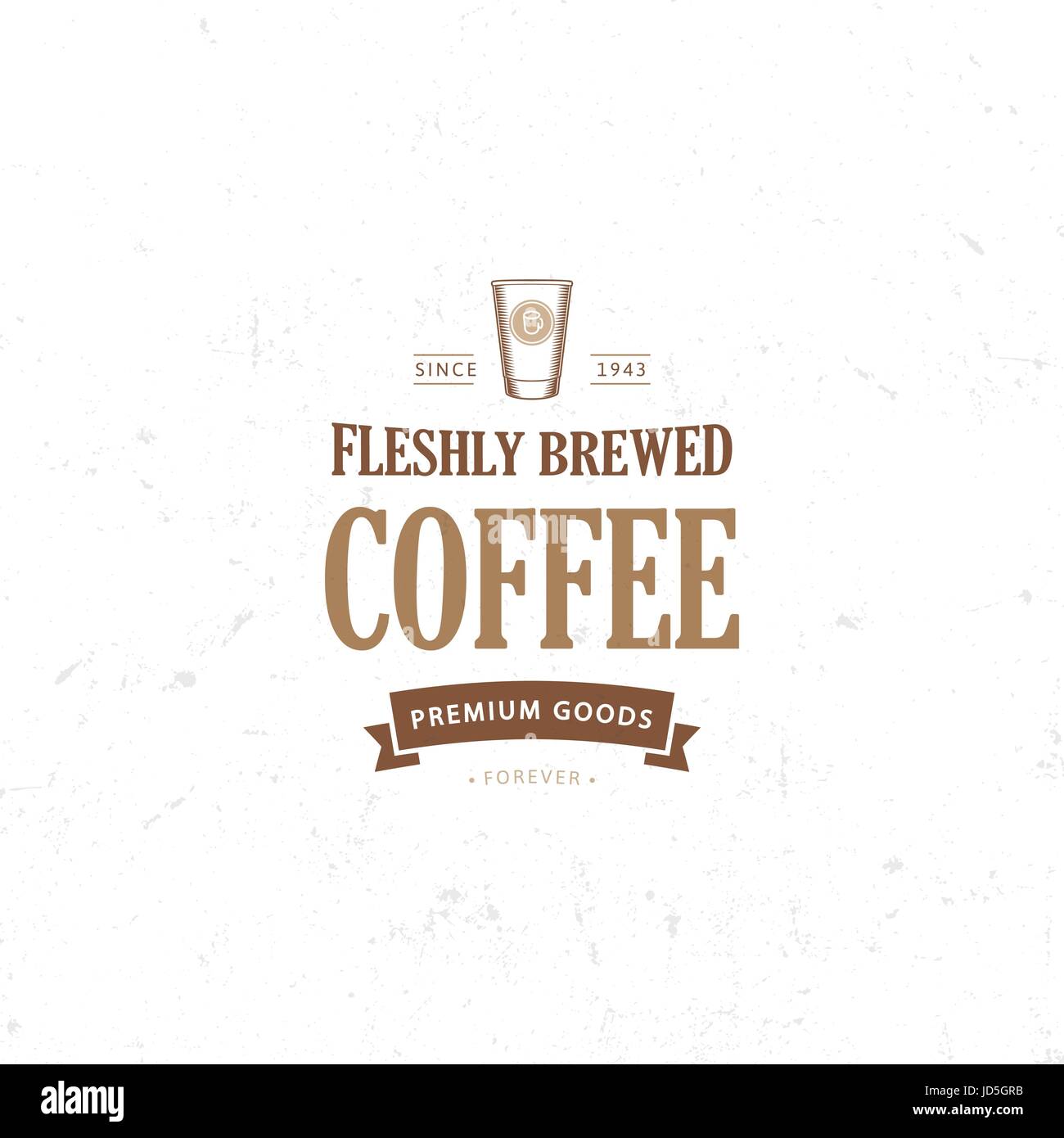 Vintage dark coffee emblem, flat retro illustration. Brown and beige ...