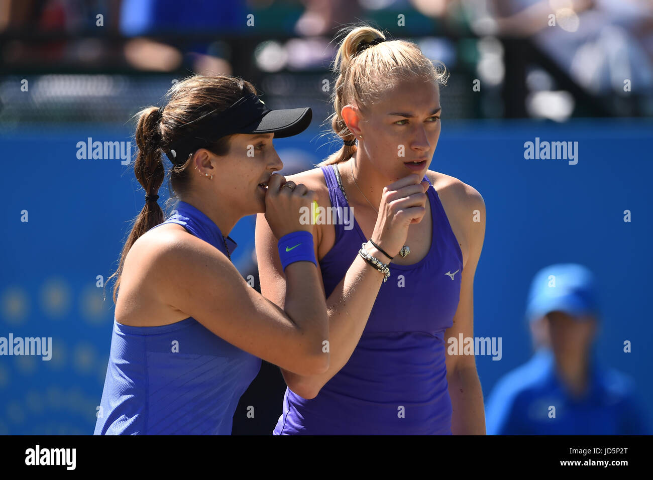 Great Britain's Laura Robson and Jocelyn Rae in action during the women's doubles final during ...