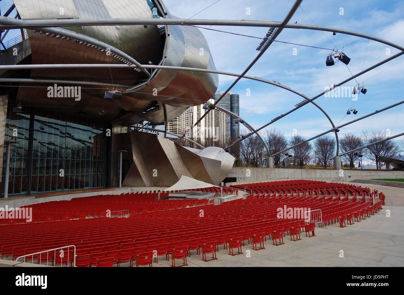 View of the Jay Pritzker Music Pavilion designed by architect Frank ...