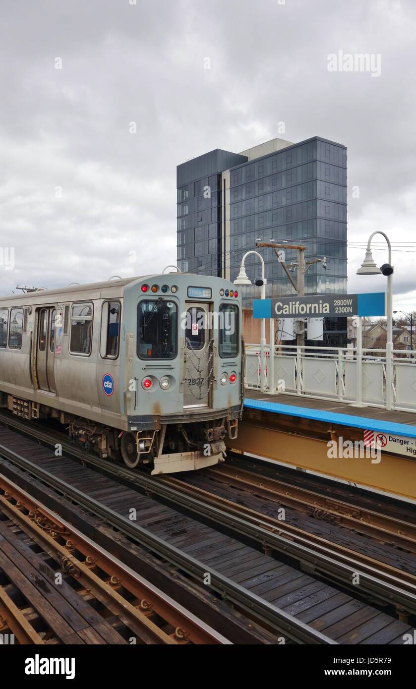 View of the Chicago Elevated Train, known as the L, a public transit ...