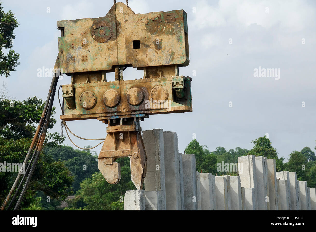 Piling Machine Drilling Foundations On High Resolution Stock ...