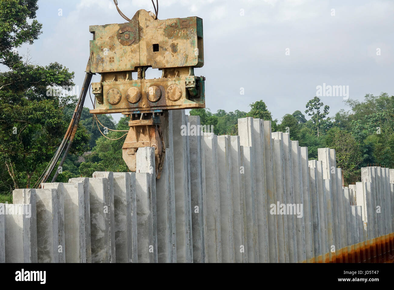 Piling Machine Drilling Foundations On High Resolution Stock ...