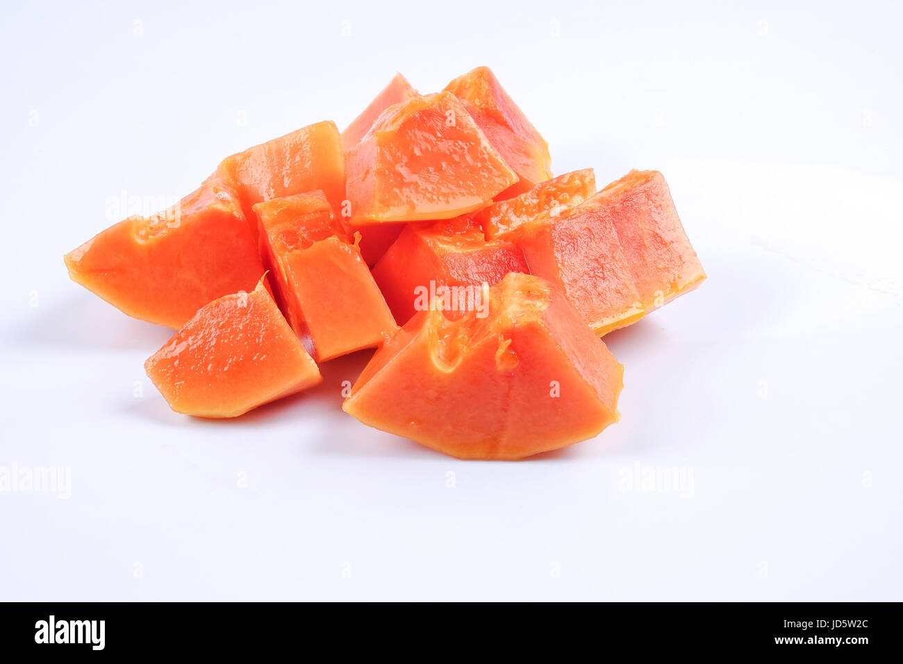 slice papaya isolated on white background. Top view Stock Photo - Alamy