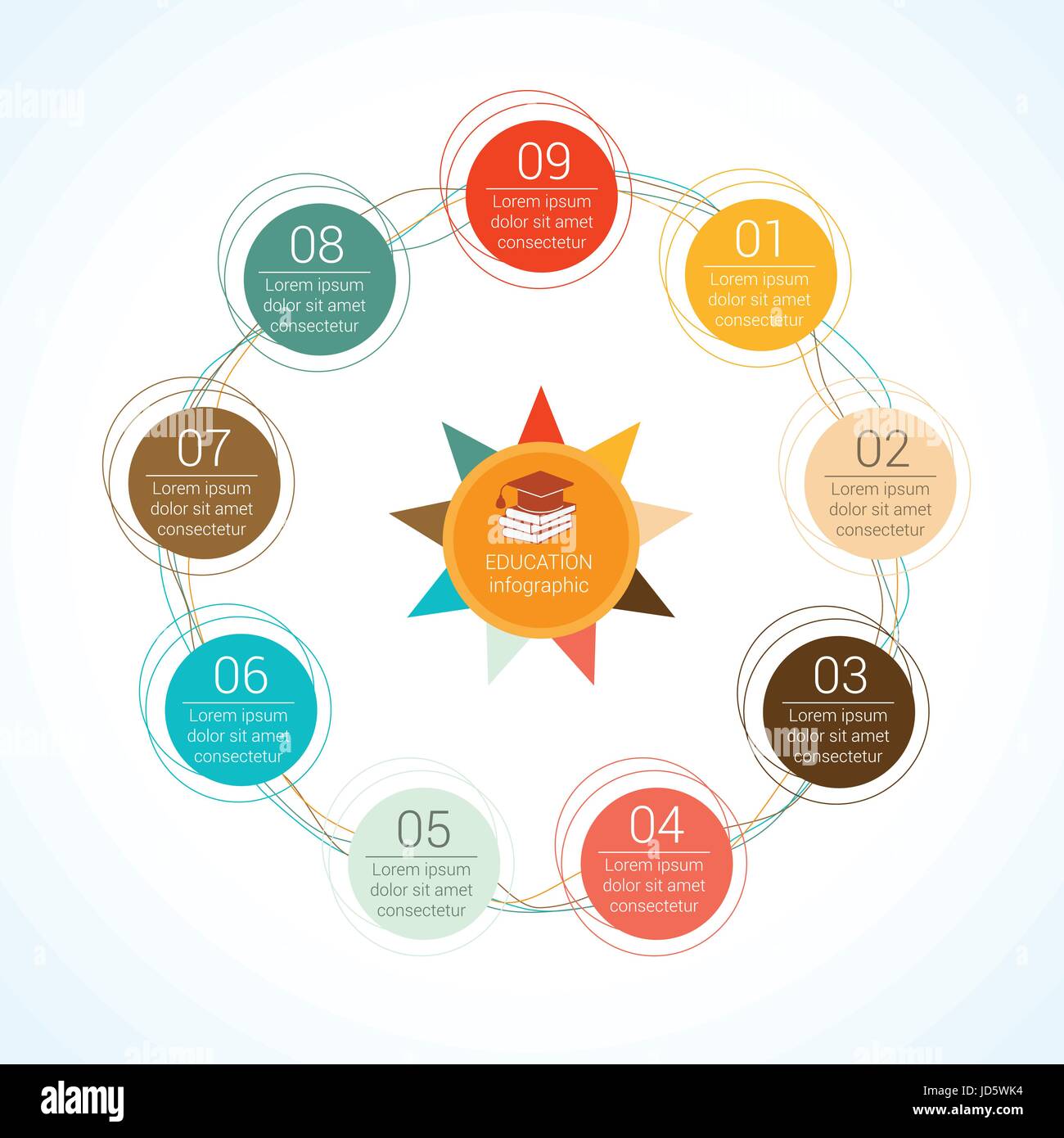 Template circular vector education infographic for presentation. Flat ...