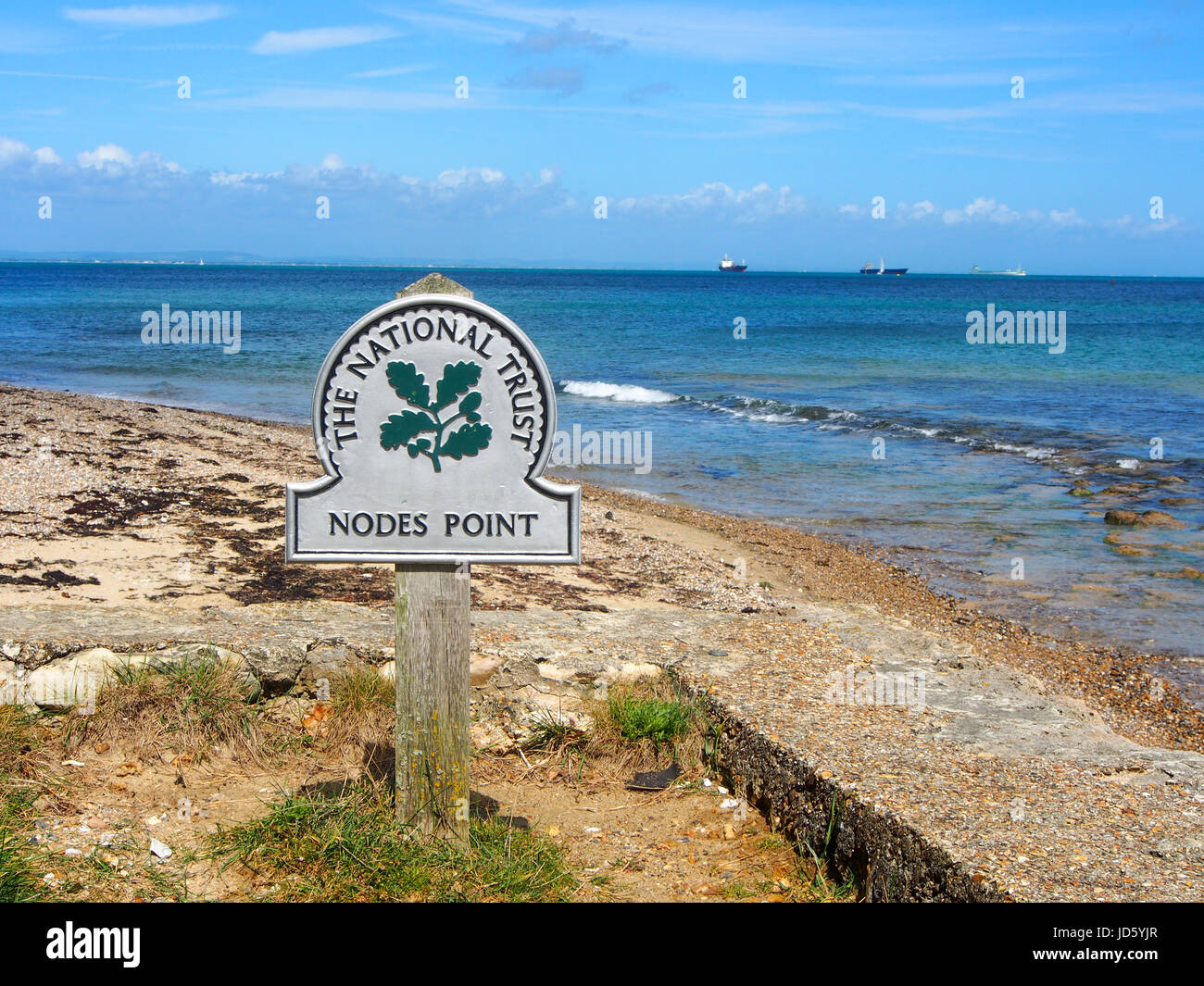 A National Trust sign for Nodes Point on the Isle of Wight, England ...