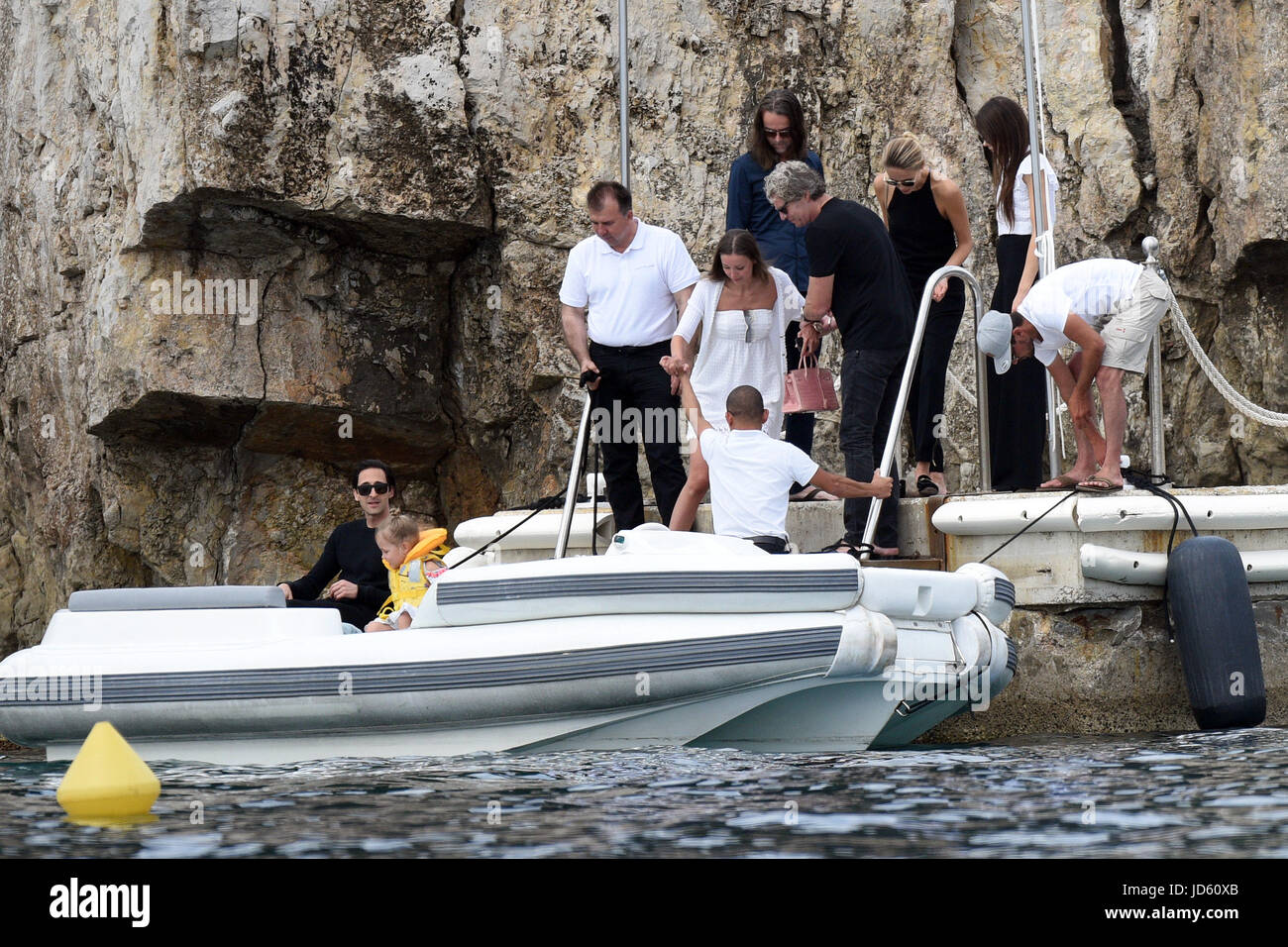 Adrien Brody and his family leaving the Eden Roc Hotel in Antibes ...