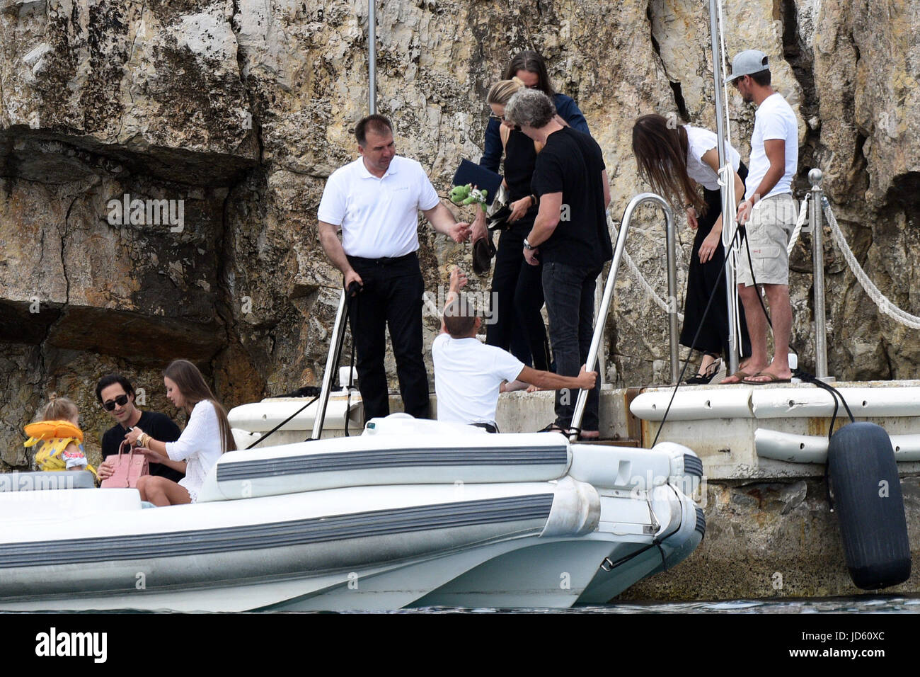 Adrien Brody and his family leaving the Eden Roc Hotel in Antibes ...