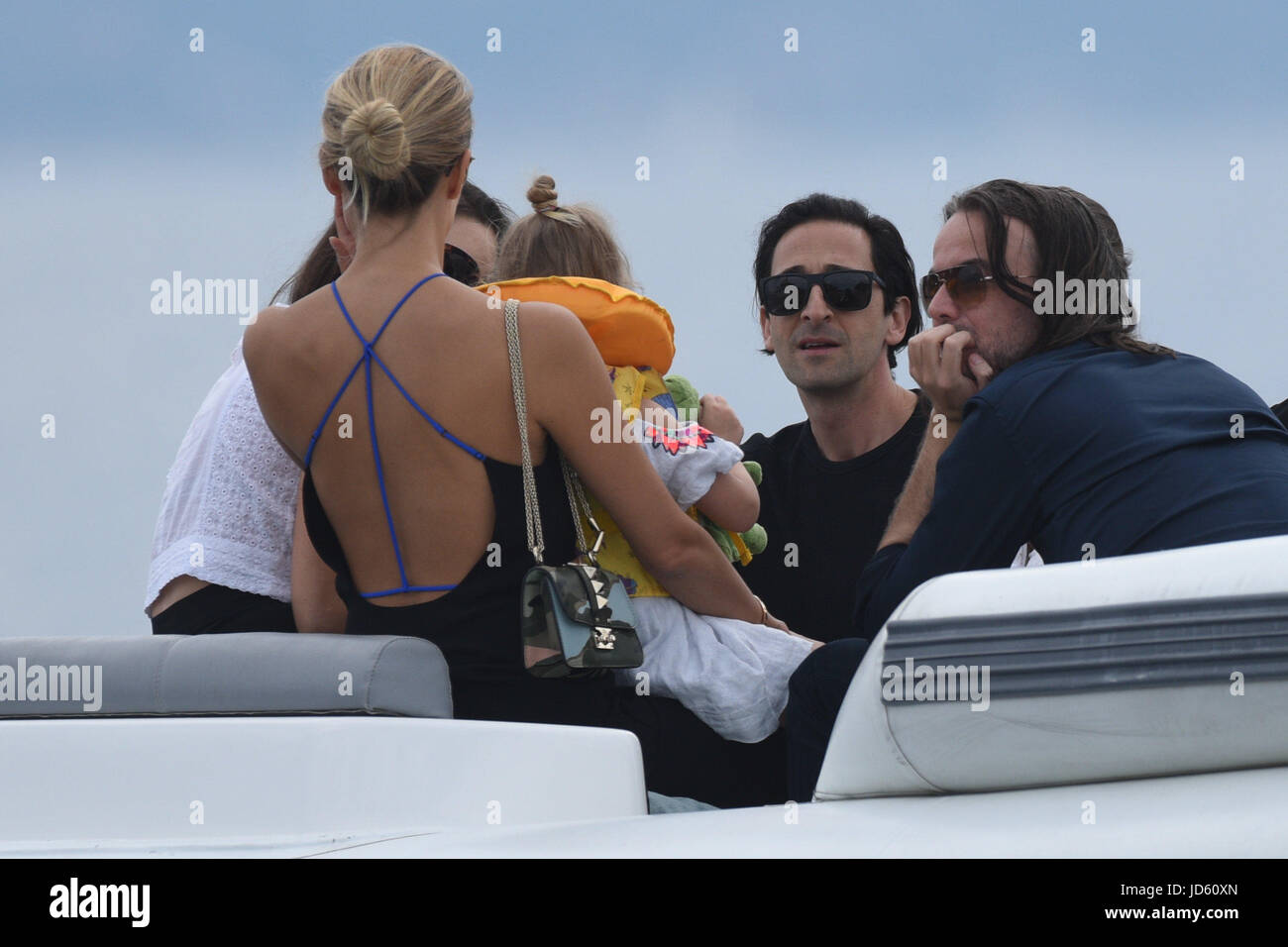 Adrien Brody and his family leaving the Eden Roc Hotel in Antibes ...